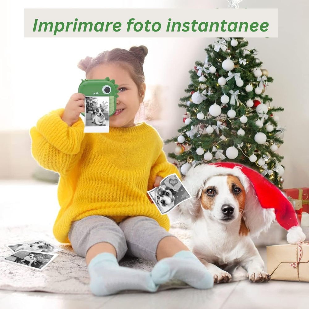 Aparat Foto-Video Digital Pentru Copii, Cu Functie De Printare Instant ...