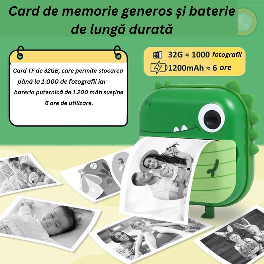 Aparat Foto-Video Digital Pentru Copii, Cu Functie De Printare Instant ...
