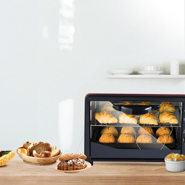 Cuptor Electric Retoo, Capacitate 6.3L, 570W, Temporizator de pana la ...