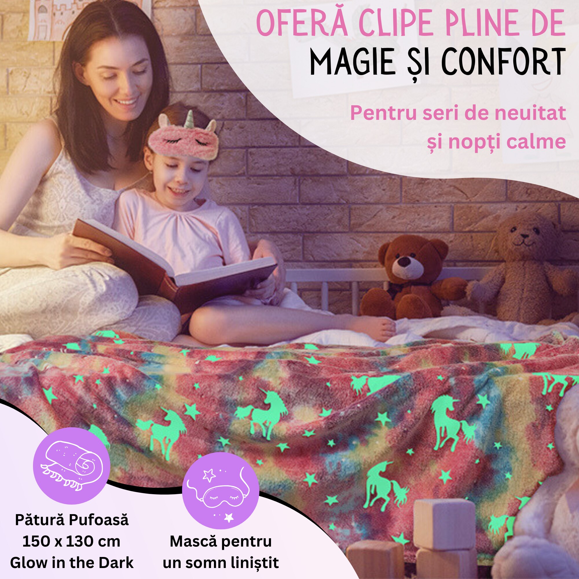 Set cadou fetite, Royal Rituals®, 10 piese, Patura fosforescenta ...