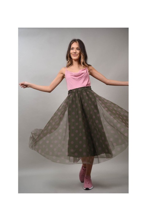 Fusta lunga tul cu elastic in talie splendido talie unica kaki - eMAG.ro
