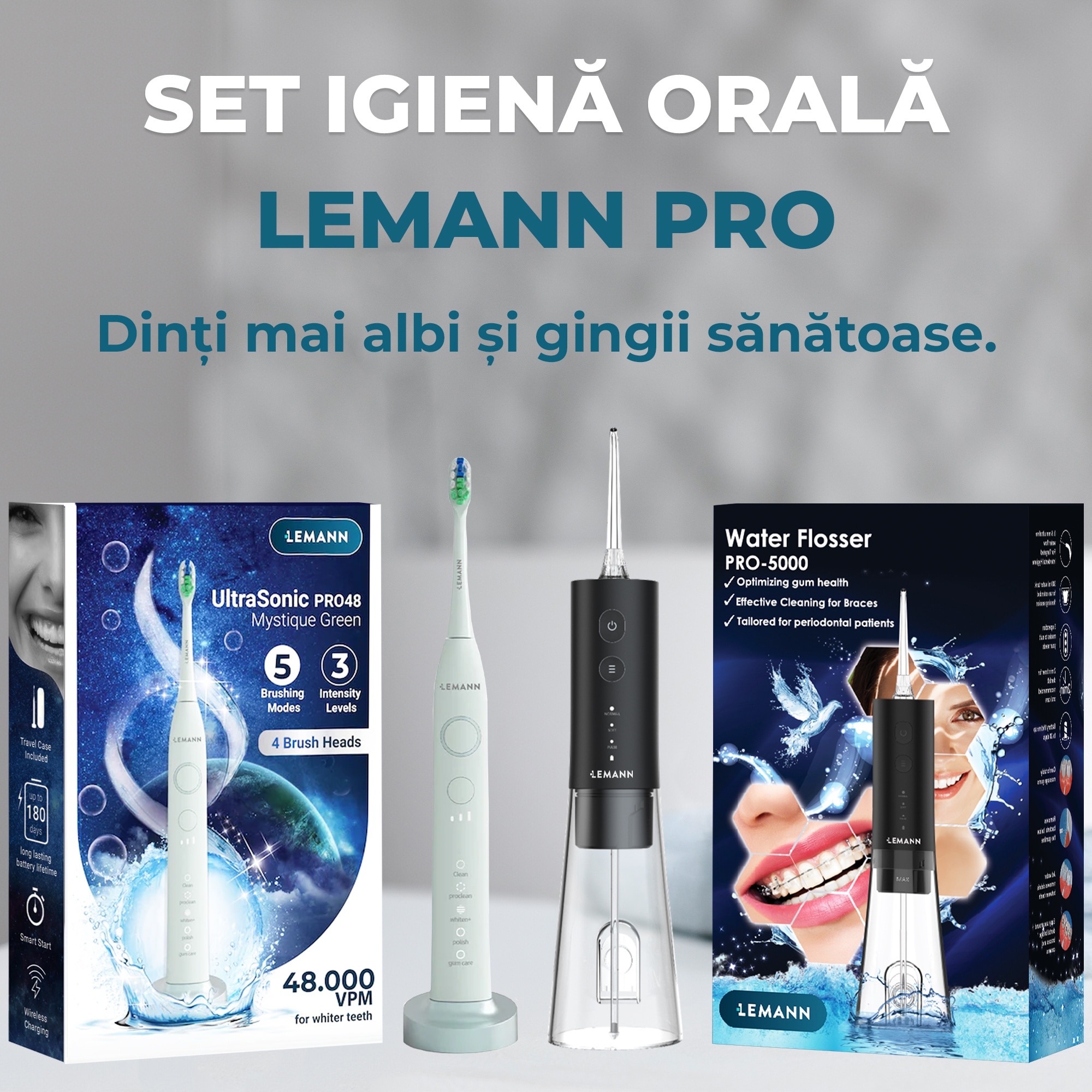 Set Igiena Orala LEMANN PRO: Periuta de Dinti Sonica LEMANN UltraSonic ...