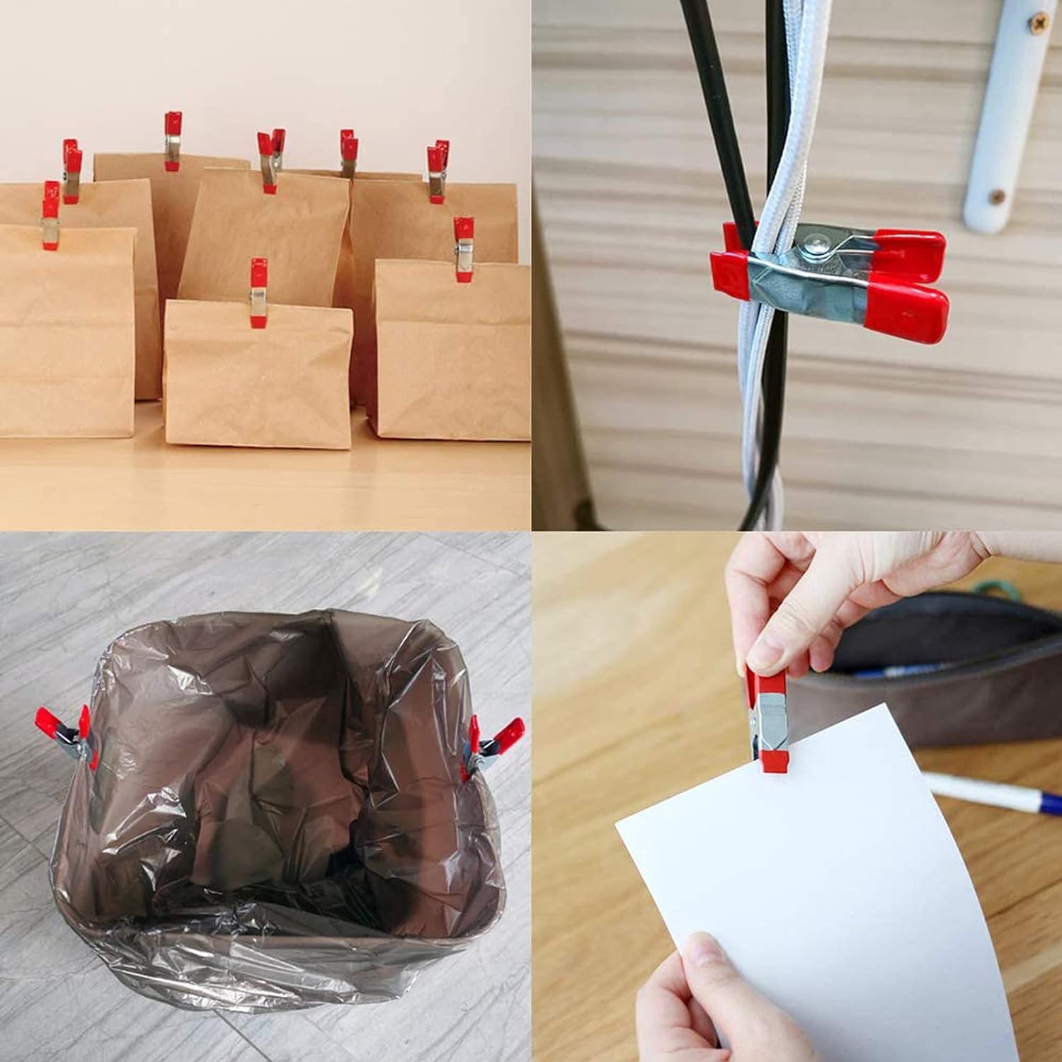 Set 20 clipsuri metalice, QttvbTna, 2 inch, argintiu/rosu - eMAG.ro