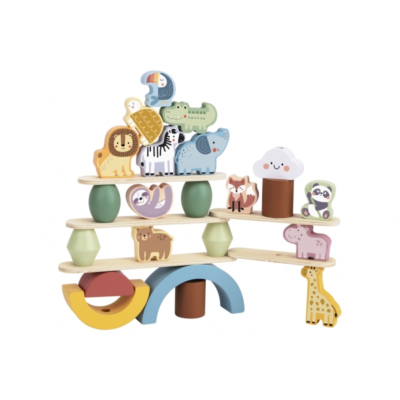 Set Echilibru Animale din Lemn – 29 Piese FSC, Joc Creativ Inspirat din ...