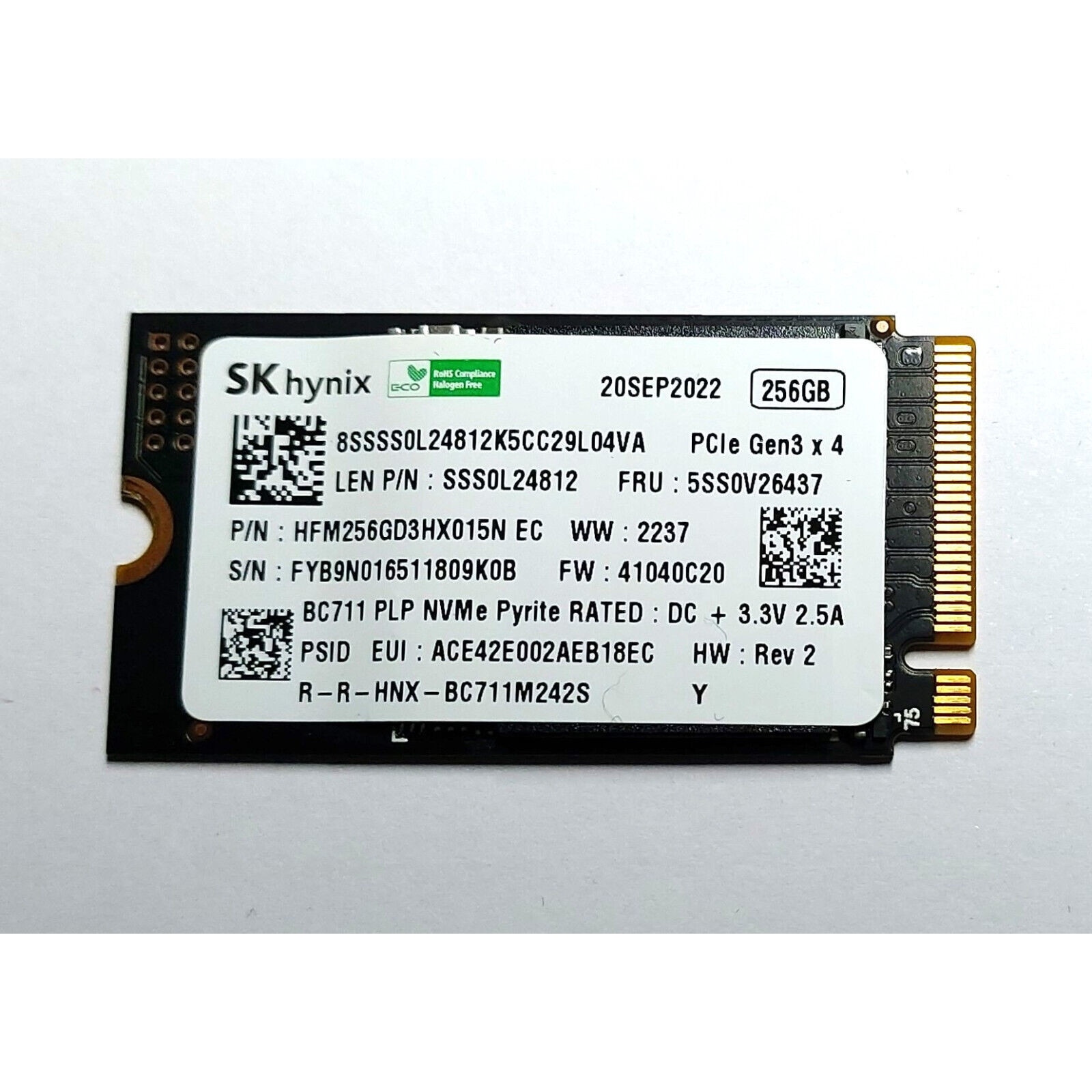 SSD диск SK Hynix 256Gb NVMe PCIe Gen3 x4 M.2 2242 (hfm256gd3hx015n ...