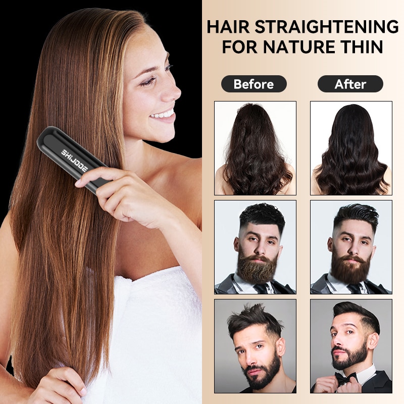 Perie electrica pentru barba si indreptat parul fara fir, SHIJOOE®, 2 ...