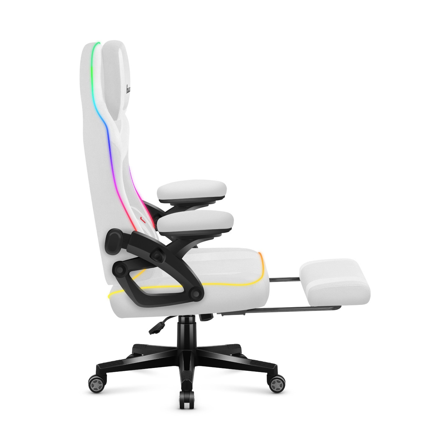 Scaun Gaming Huzaro Force 4.6 White Rgb Smart, Tesatura, 130 kg, suport ...