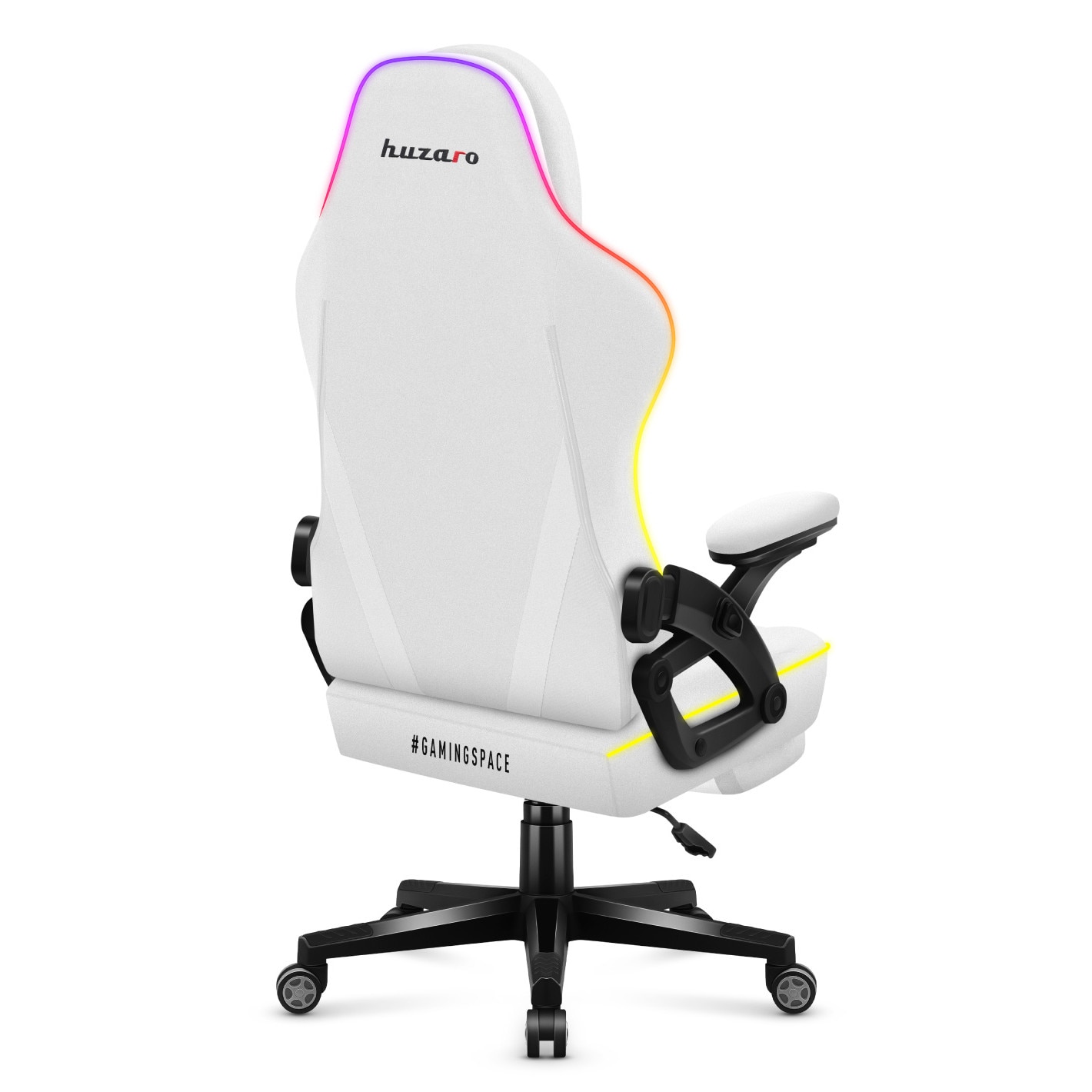 Scaun Gaming Huzaro Force 4.6 White Rgb Smart, Tesatura, 130 kg, suport ...