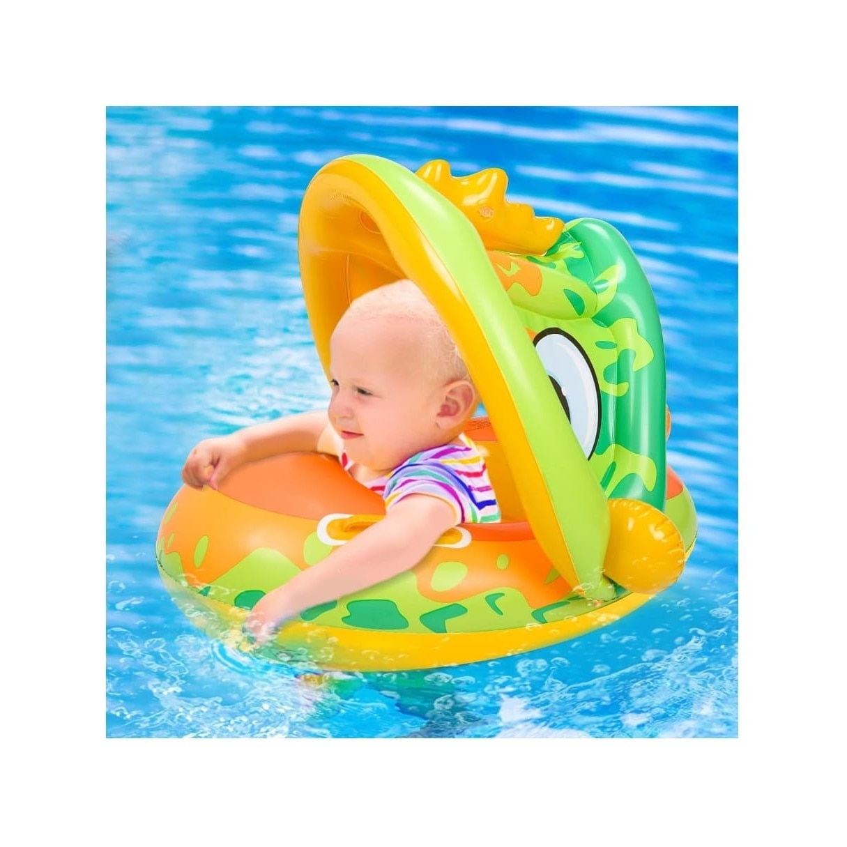 Colac gonflabil copii, Dinozaur, cu chilotel si parasolar, multicolor ...