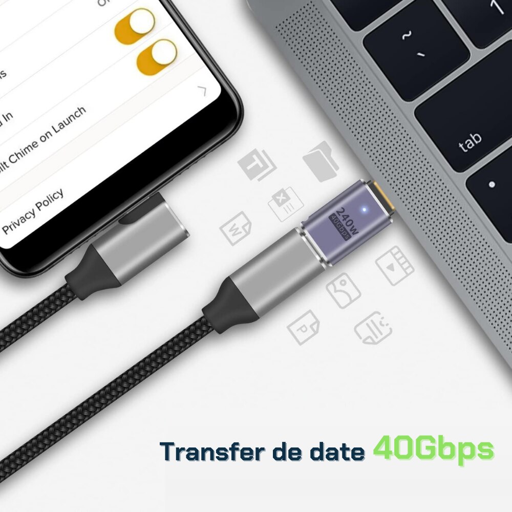 Adaptor USB C mama la USB Type-C tata, KRASSUS, 240W, 40Gbps, audio ...