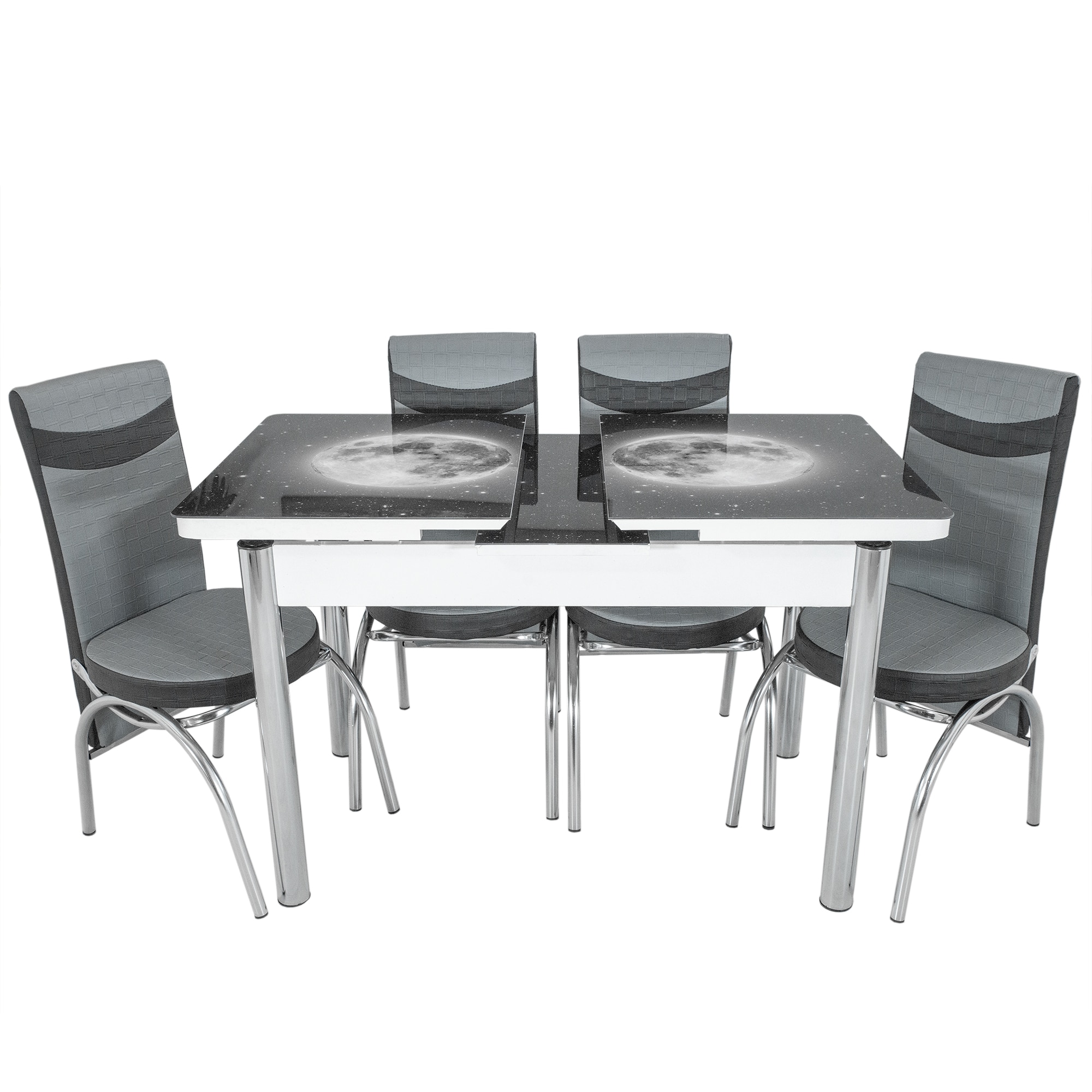 Set masa San Marino cu 4 scaune, DENVER, extensibila, model Moon, blat ...