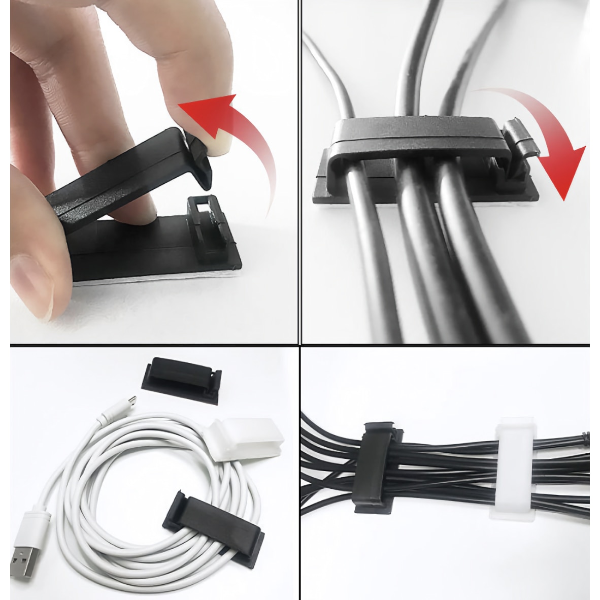 Set 10 suporturi cabluri pentru organizarea cablurilor, adeziv puternic ...