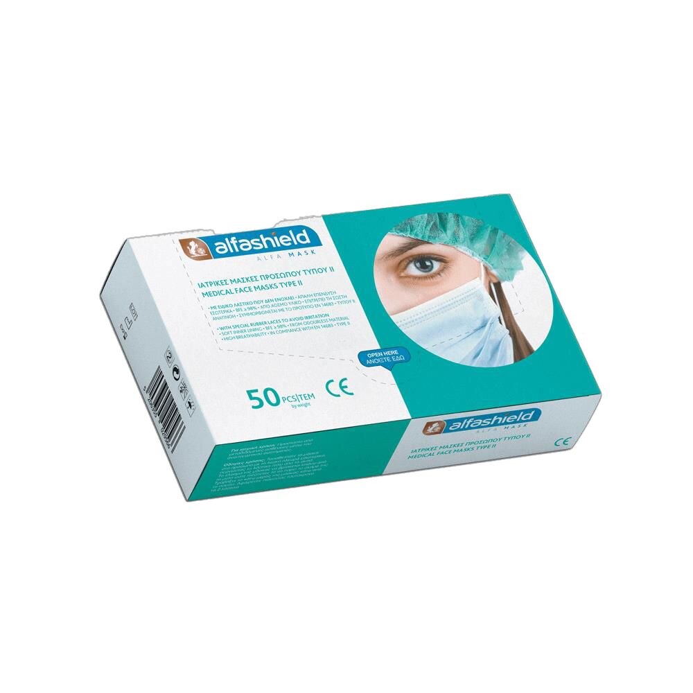 Masca medicala unica folosinta tip II, 3 str, Alfashield, 50buc - eMAG.ro