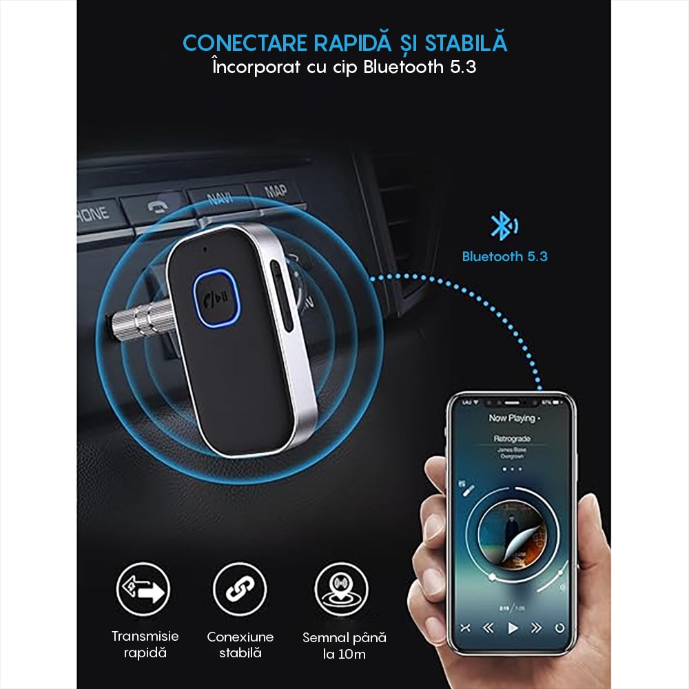 Adaptor Bluetooth 5.4 LAGATO®, Receiver Audio AUX 3.5mm, Jack 3.5mm ...