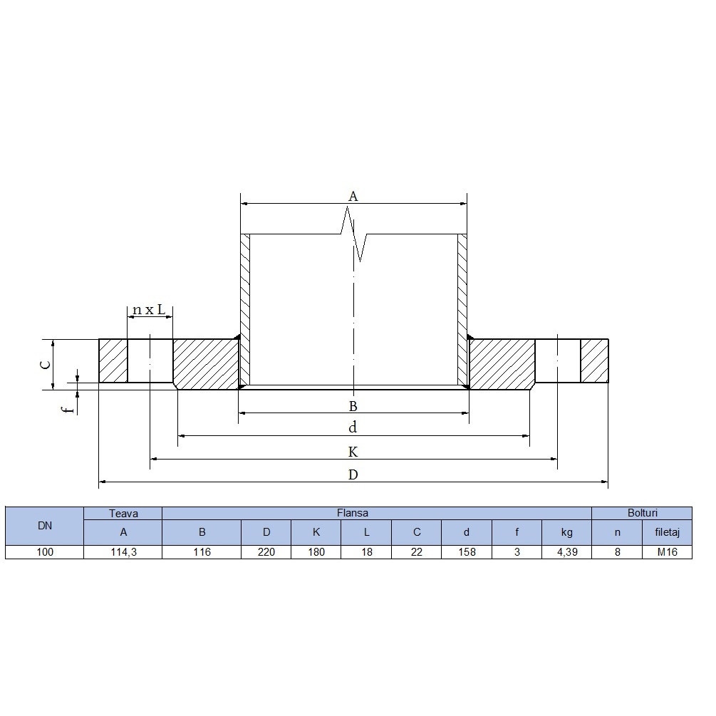 Flansa plata DN100 PN10 / PN16 S235JR EN1092-1 - eMAG.ro