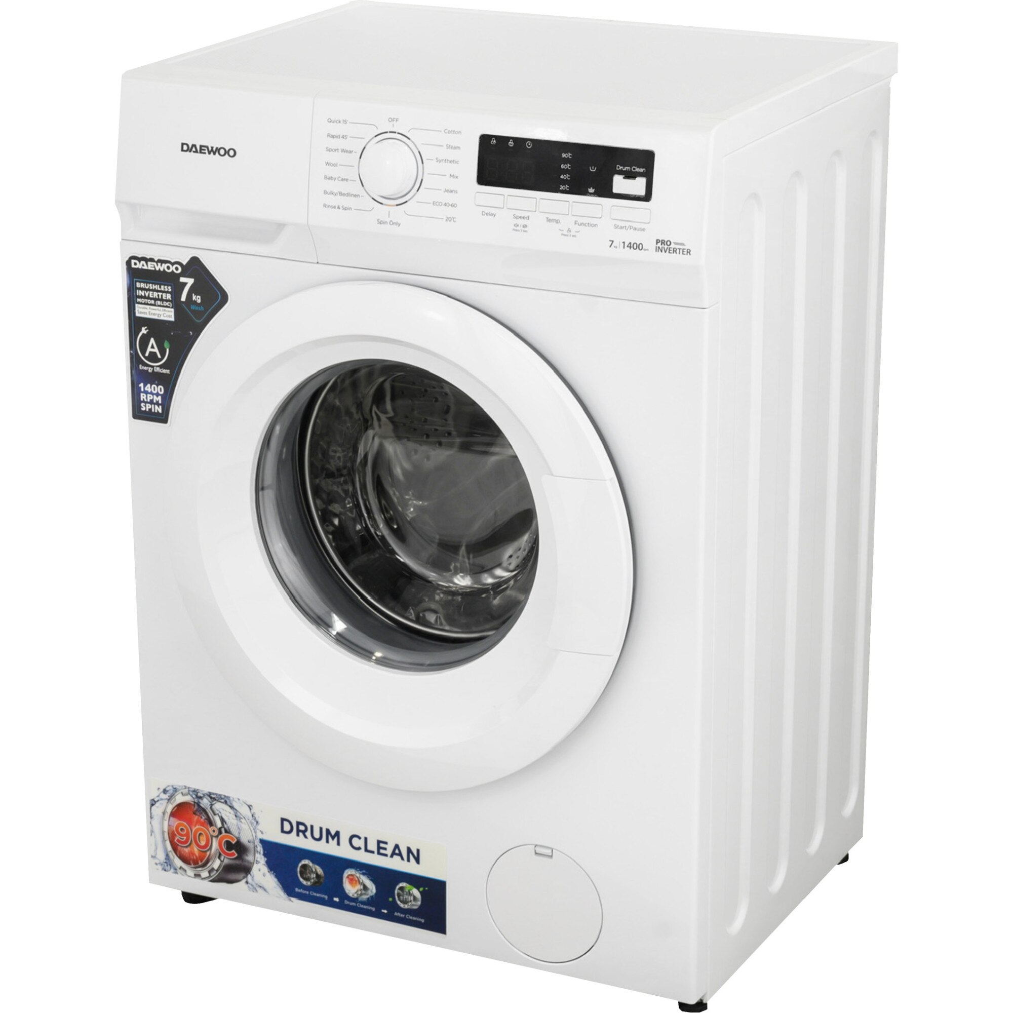 Masina de spalat rufe Slim Daewoo DWD-FV2021-4-Slim, 7 kg, 1400 rpm, Motor inverter, Clasa A ...