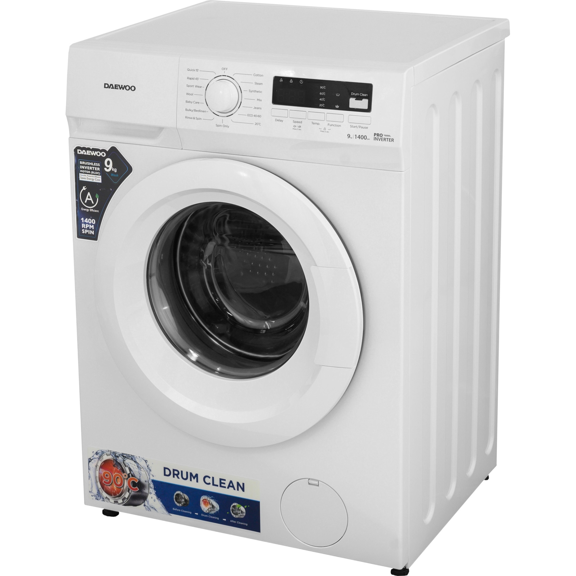 Masina de spalat rufe Slim Daewoo DWD-FV9021-4-Slim, 9 kg, 1400 rpm, Motor inverter, Clasa A ...