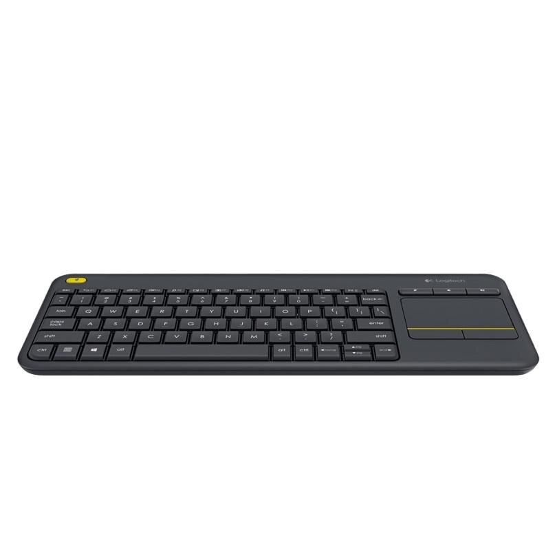 Безжична клавиатура, Logitech K400 Plus, Mini, вграден тъчпад, черен ...