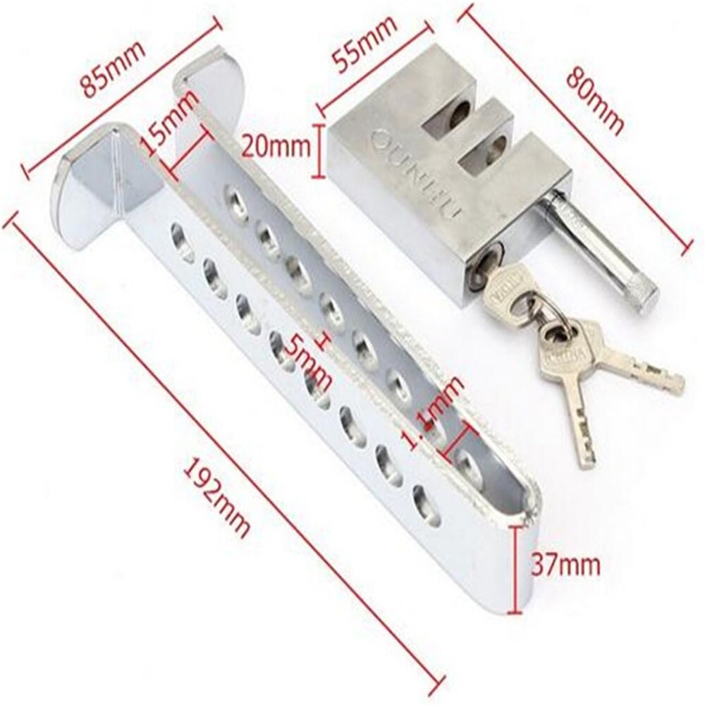 Sistem antifurt pentru pedale auto, ajustabil, inox, 8 orificii ...