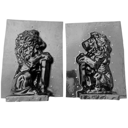 Matrita decoratiune gradina, model Leu cu Scut, plastic ABS, negru ...