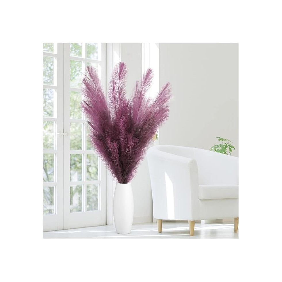 Planta decorativa, set 5 fire stuf Pampas artificial, mov, 100 cm - eMAG.ro