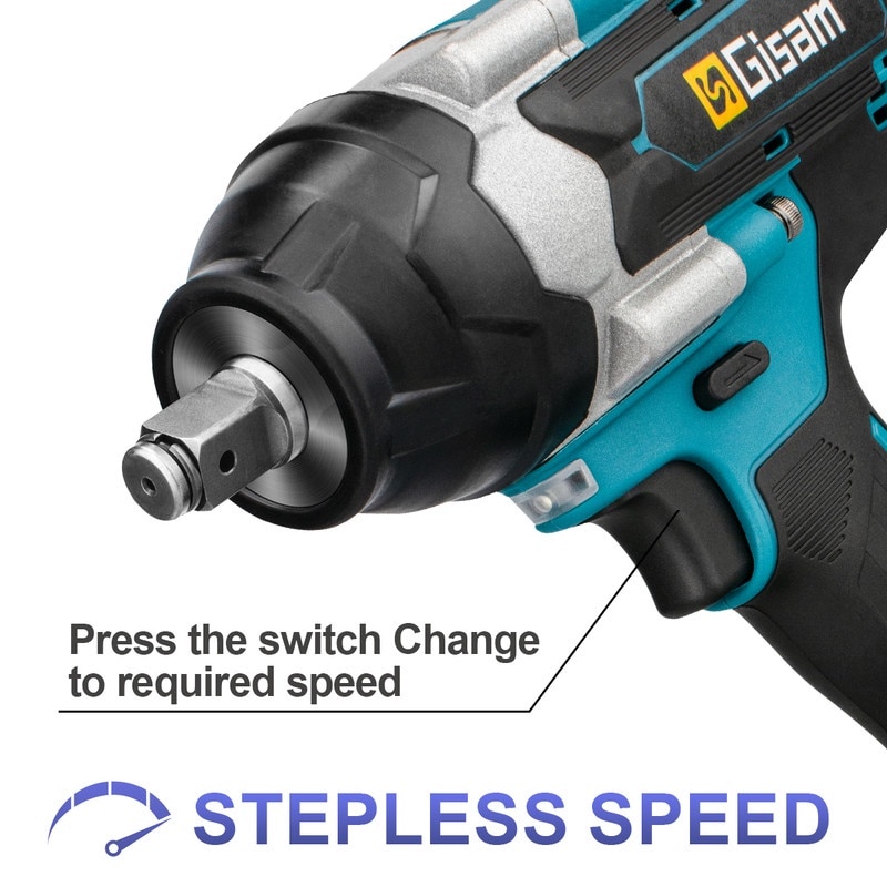 Cheie de impact electrica fara perii Gisam, 1500N.M, 7200rpm, albastru ...