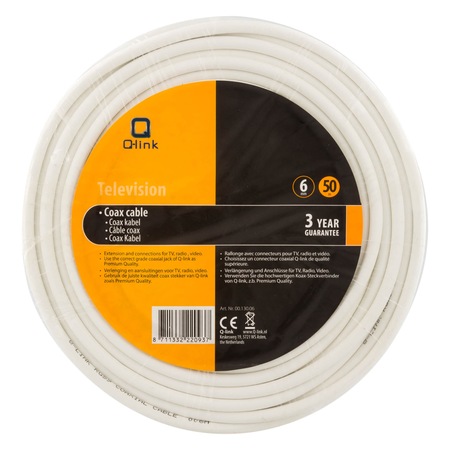 Cablu TV coaxial, Q-link, Cupru, extern/intern, 75 Ohmi, lungime 50 m ...
