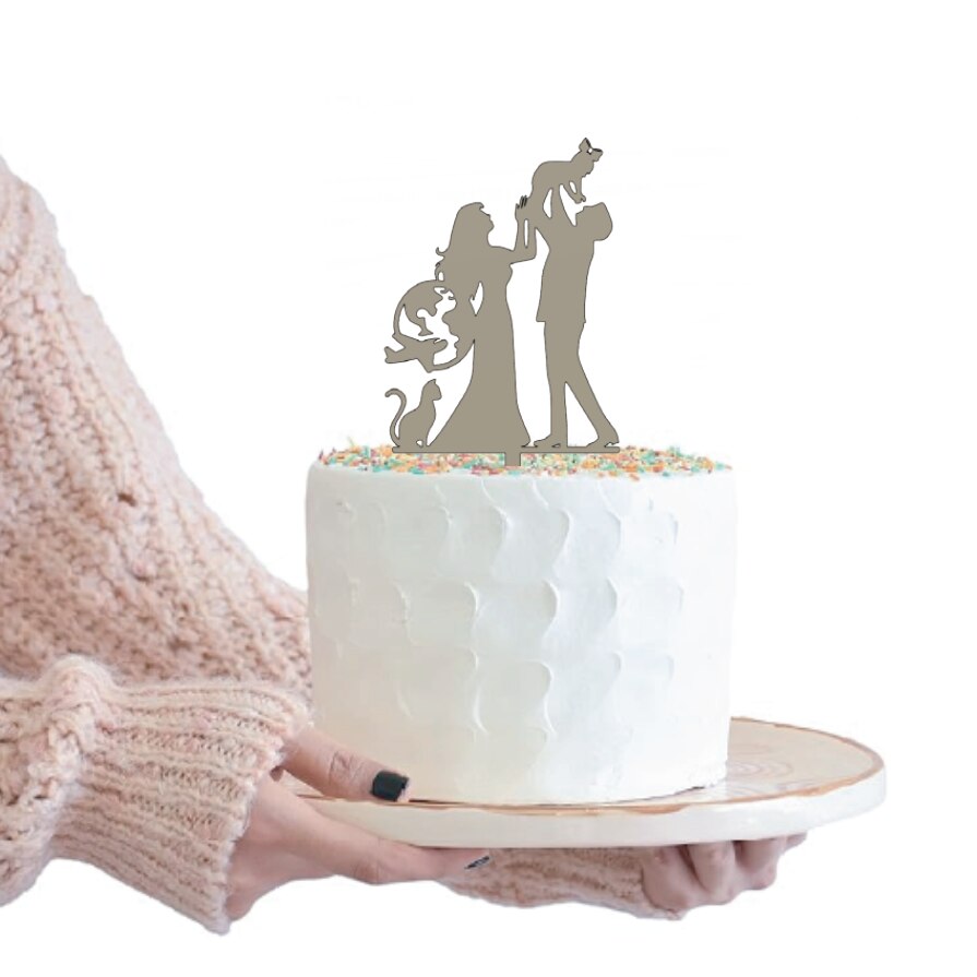 Topper tort miri cu fetita, glob si pisica, Argintiu - eMAG.ro