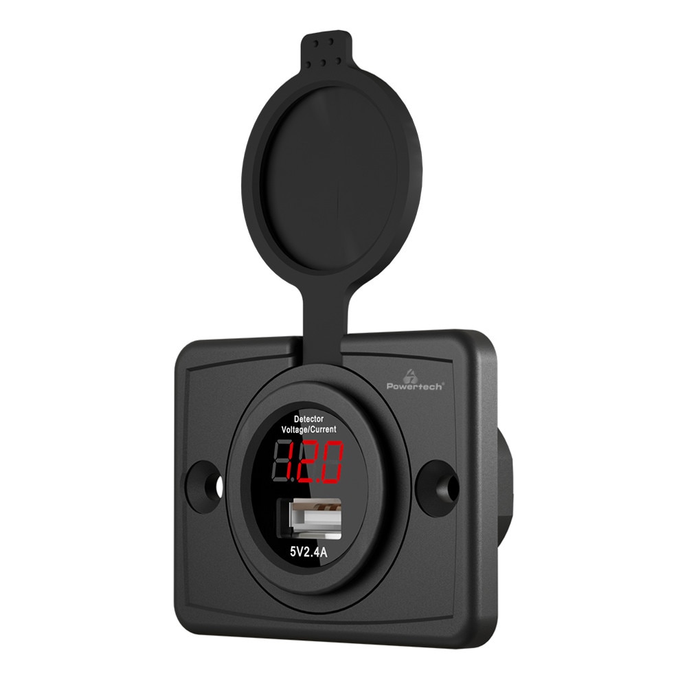 Priza USB PowerTech PTL-006, ecran, 12W, IP65 - eMAG.ro