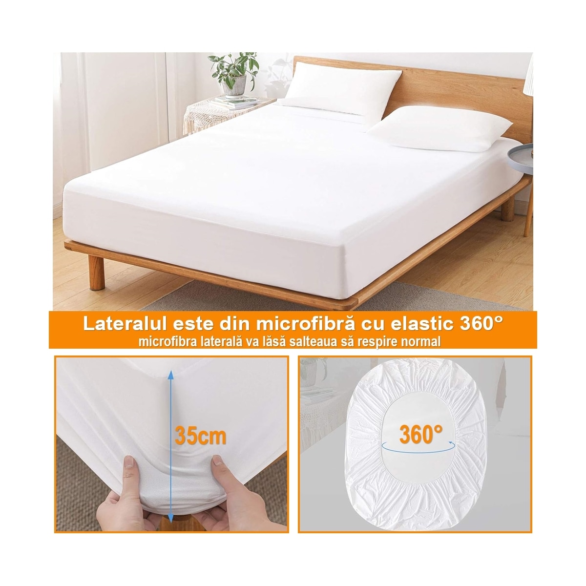 Husa protectie pat saltea impermeabila Pernador, matlasata, elastic pe ...