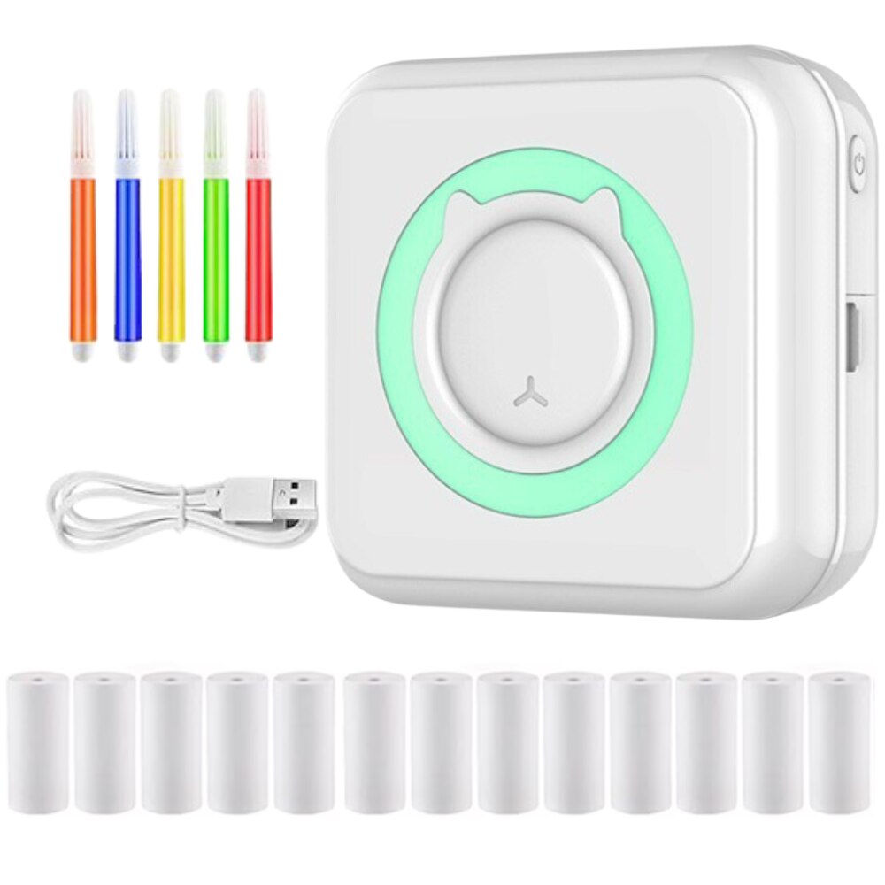 Mini imprimanta termica cu 10 role de hartie 57x25 mm, stilouri ...