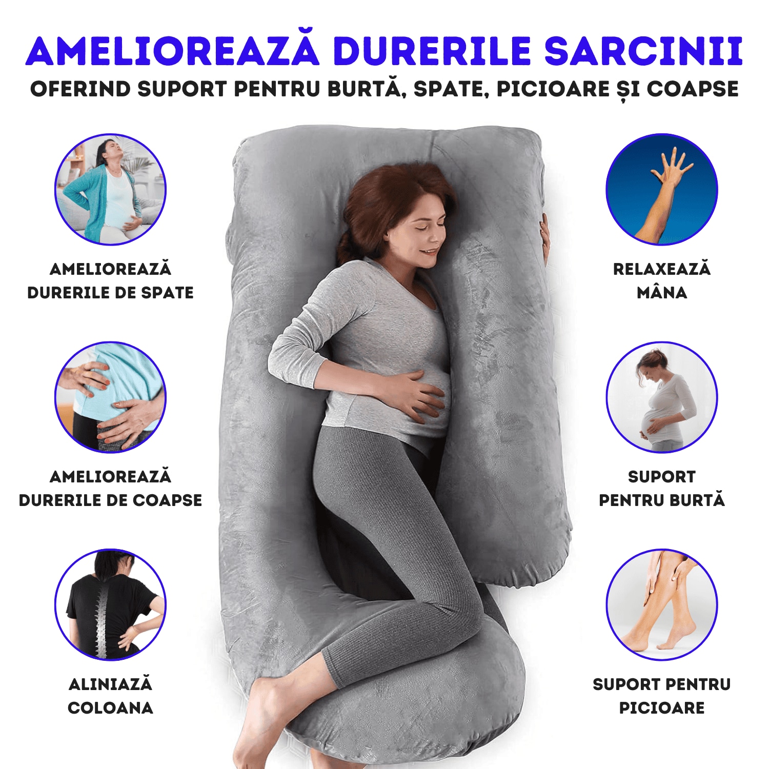Perna Gravide si Alaptare Gavriet™ 3 in 1, Multifunctionala, 95x70x15 ...