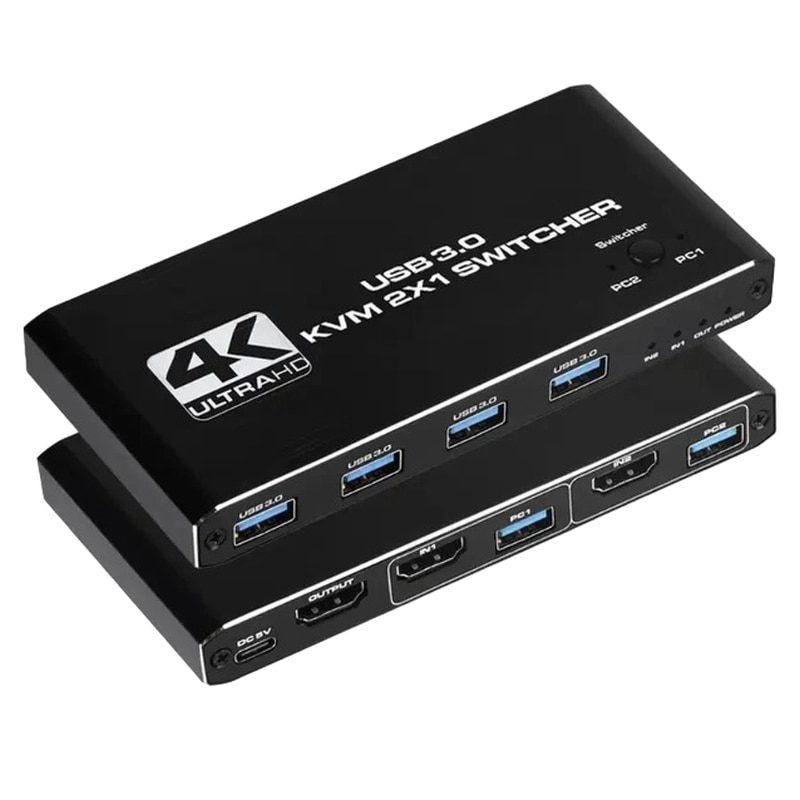 Switch KVM HDMI Staryon®, Comutator USB 3.0 2x1 HDMI 4K@60Hz USB Hot ...