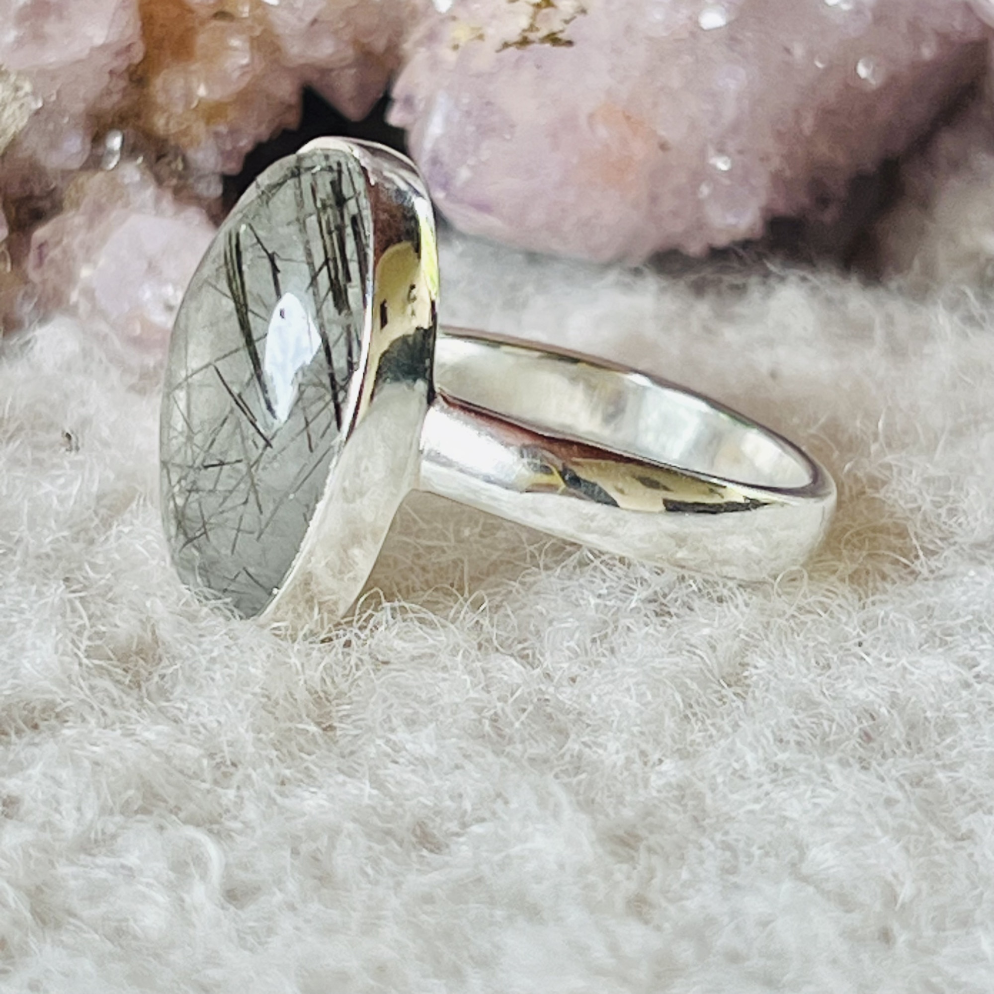 Inel cuart rutilat din argint, Druzy, piatra semipretioasa, M2 - eMAG.ro