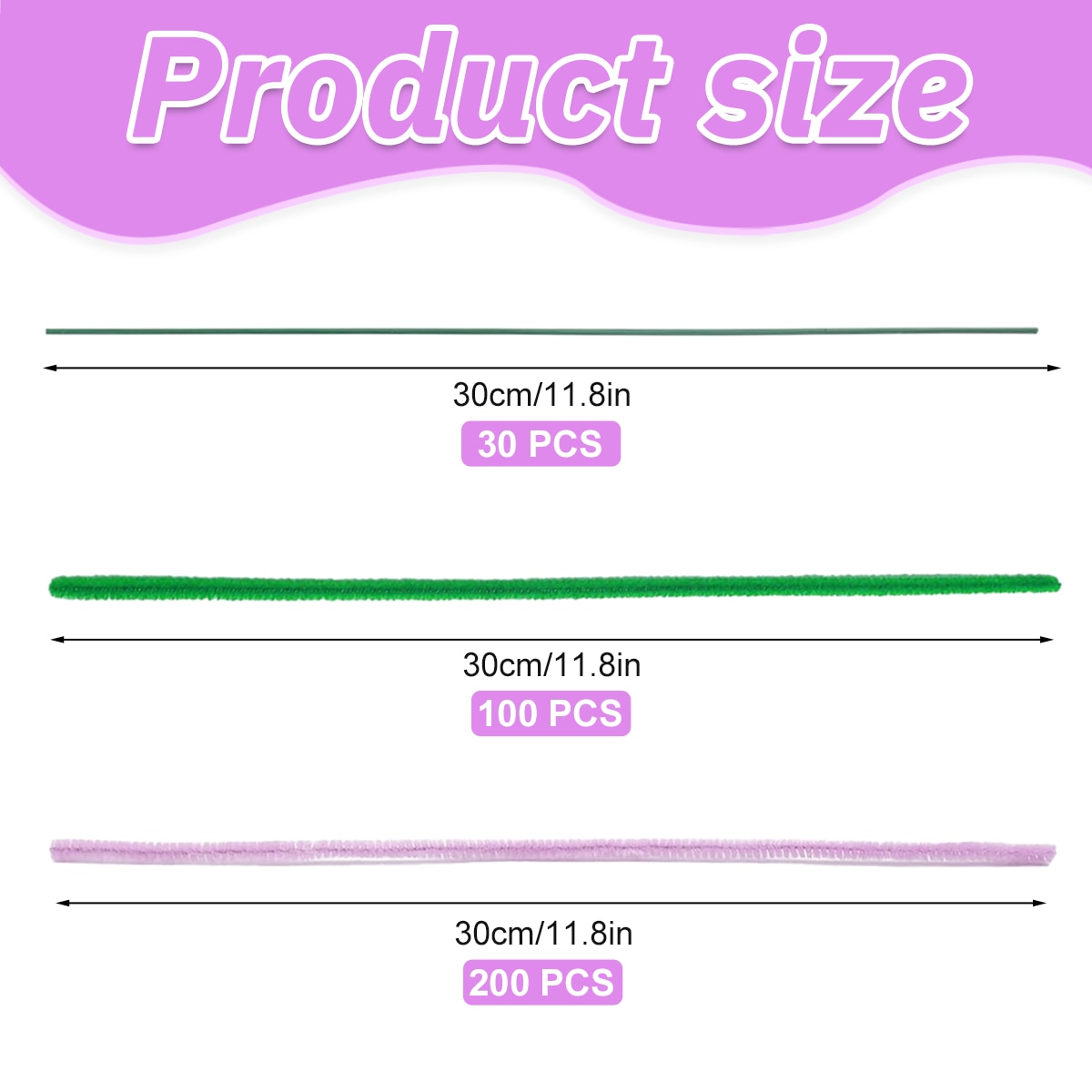 Set 30 tije pentru flori, 30cm, mov/verde - eMAG.ro