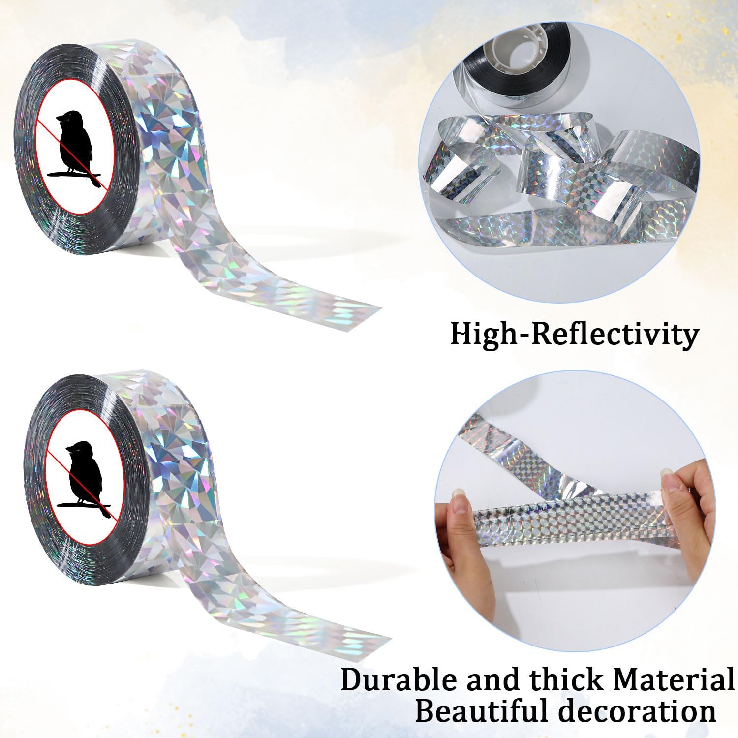 Set 2 role de banda reflectorizanta anti pasari, model holografic, 2 ...