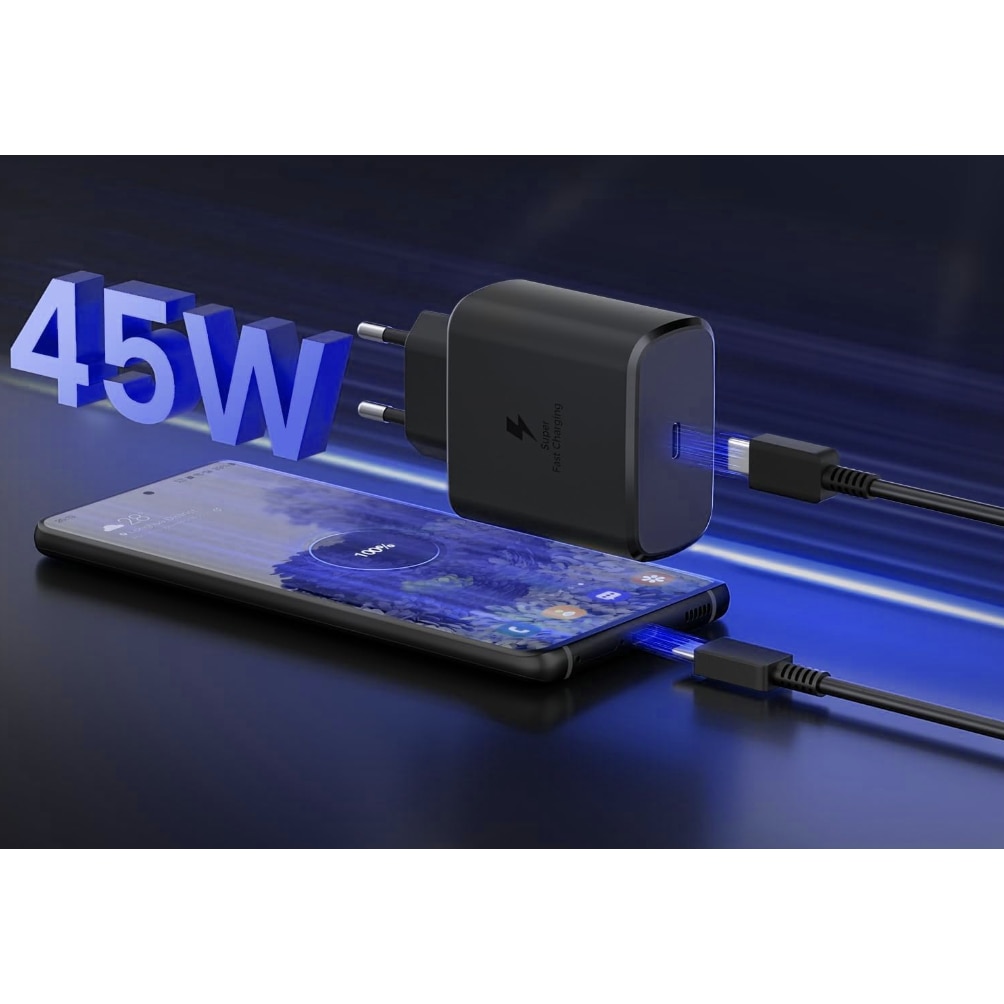 Set Incarcator retea 45W USB-C, PD, Super Fast Charge compatibil cu ...