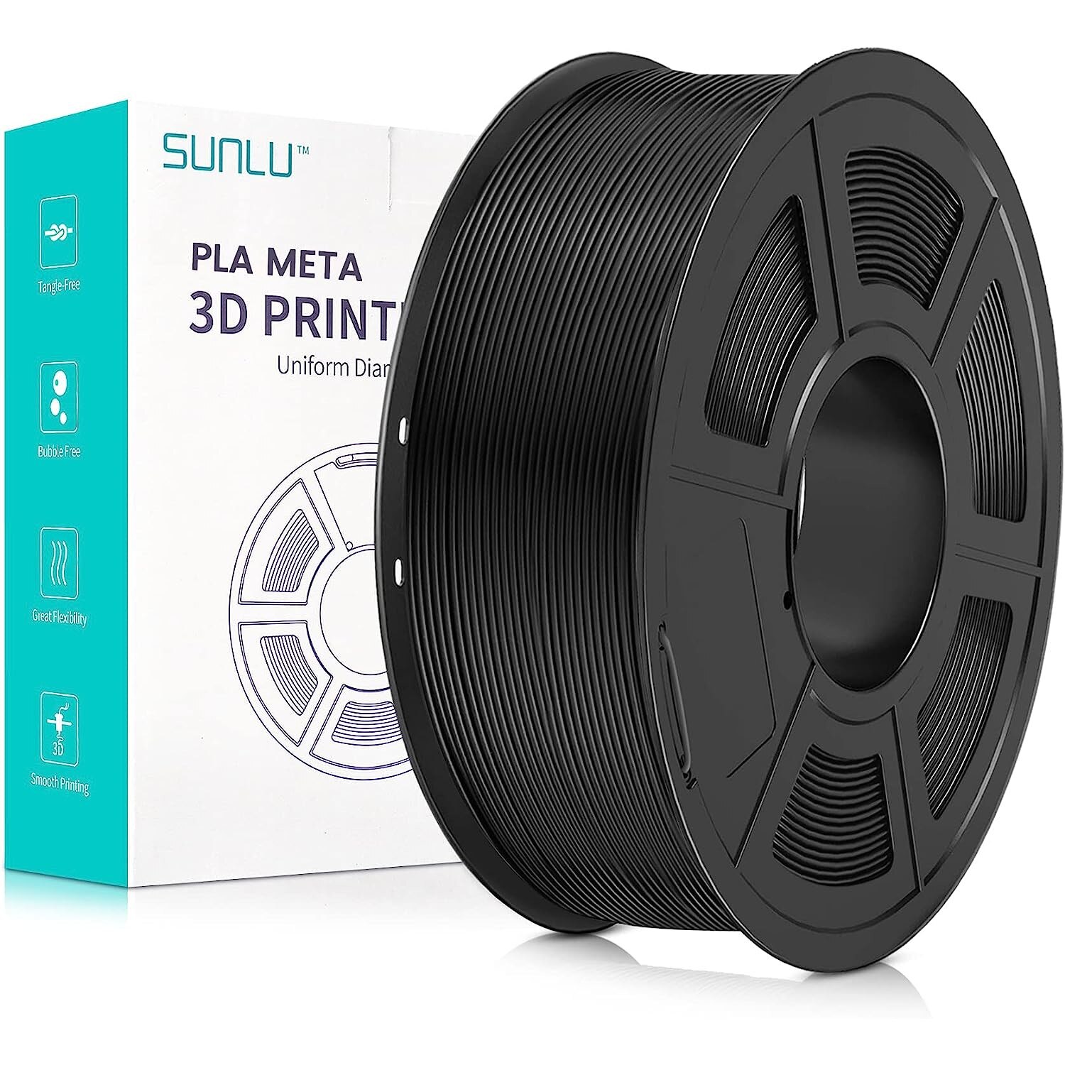 Rola filament, PLA Meta, 1.75 mm, Negru, Sunlu - eMAG.ro