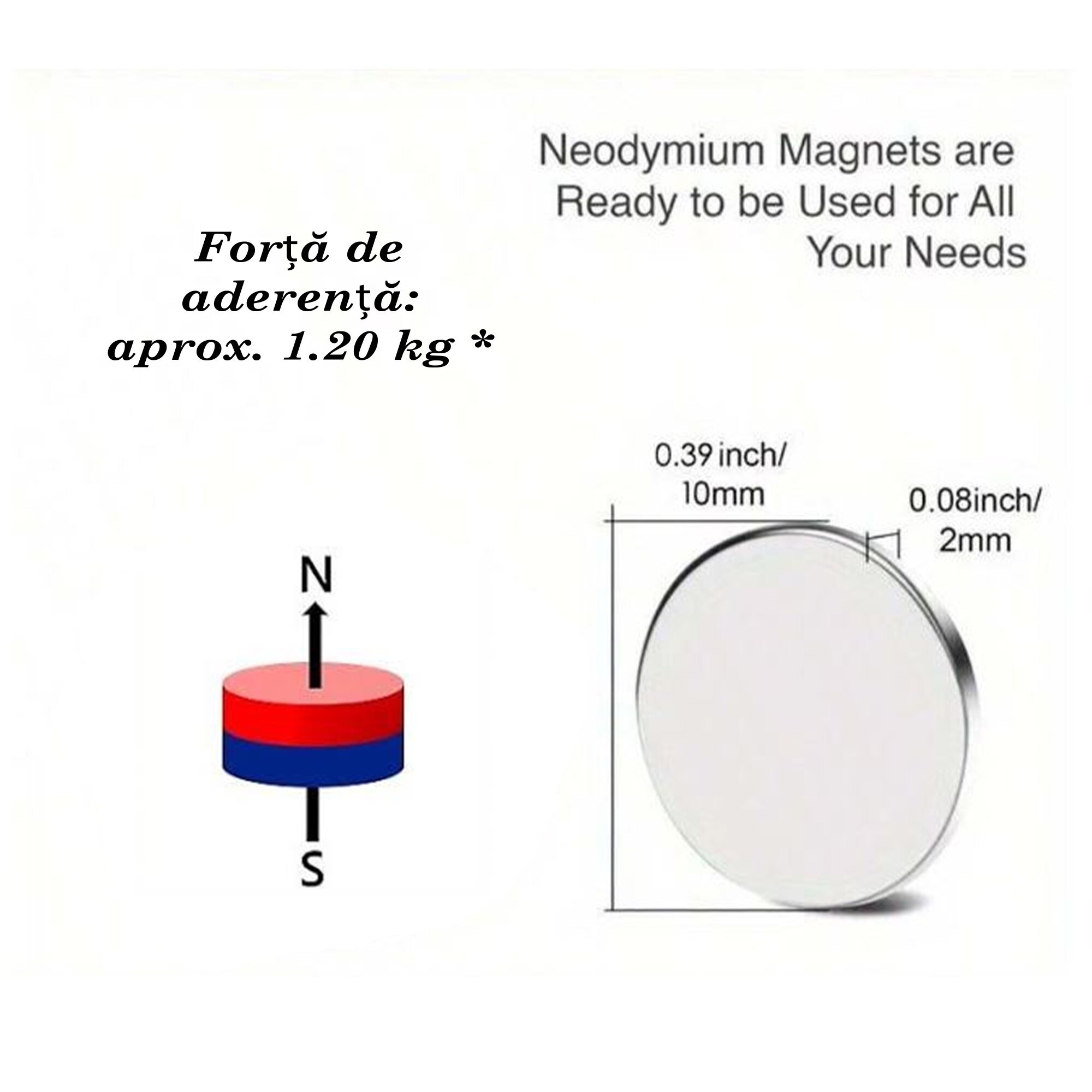 Magnet neodim, 10x2 mm - eMAG.ro