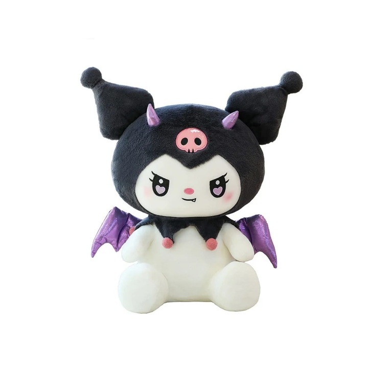 Jucarie de plus, Papusa Kuromi din seria Hello Kitty Sanrio, mov/alb ...