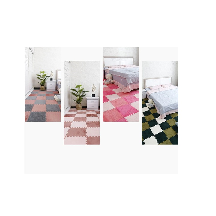 Mocheta Pufoasa, AT PERFORMANCE®, Tip Covor Puzzle, cu Spuma 30×30 cm ...