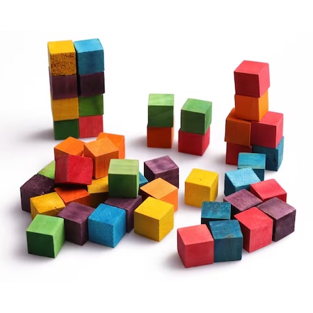 Set 49 cuburi colorate din lemn, 15x15x15 mm - eMAG.ro