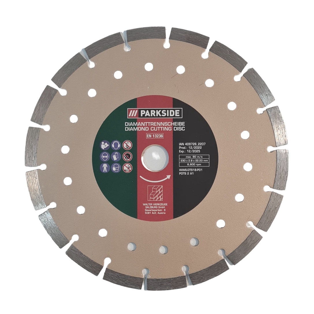 Disc diamantat Parkside EN 13236 230x2.3 mm,18 segmente, alezaj 22.3 mm ...