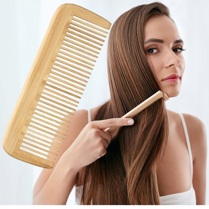 Pieptene pentru par, DECORTREND, Lemn, Pentru par gros si cret, Delicat ...