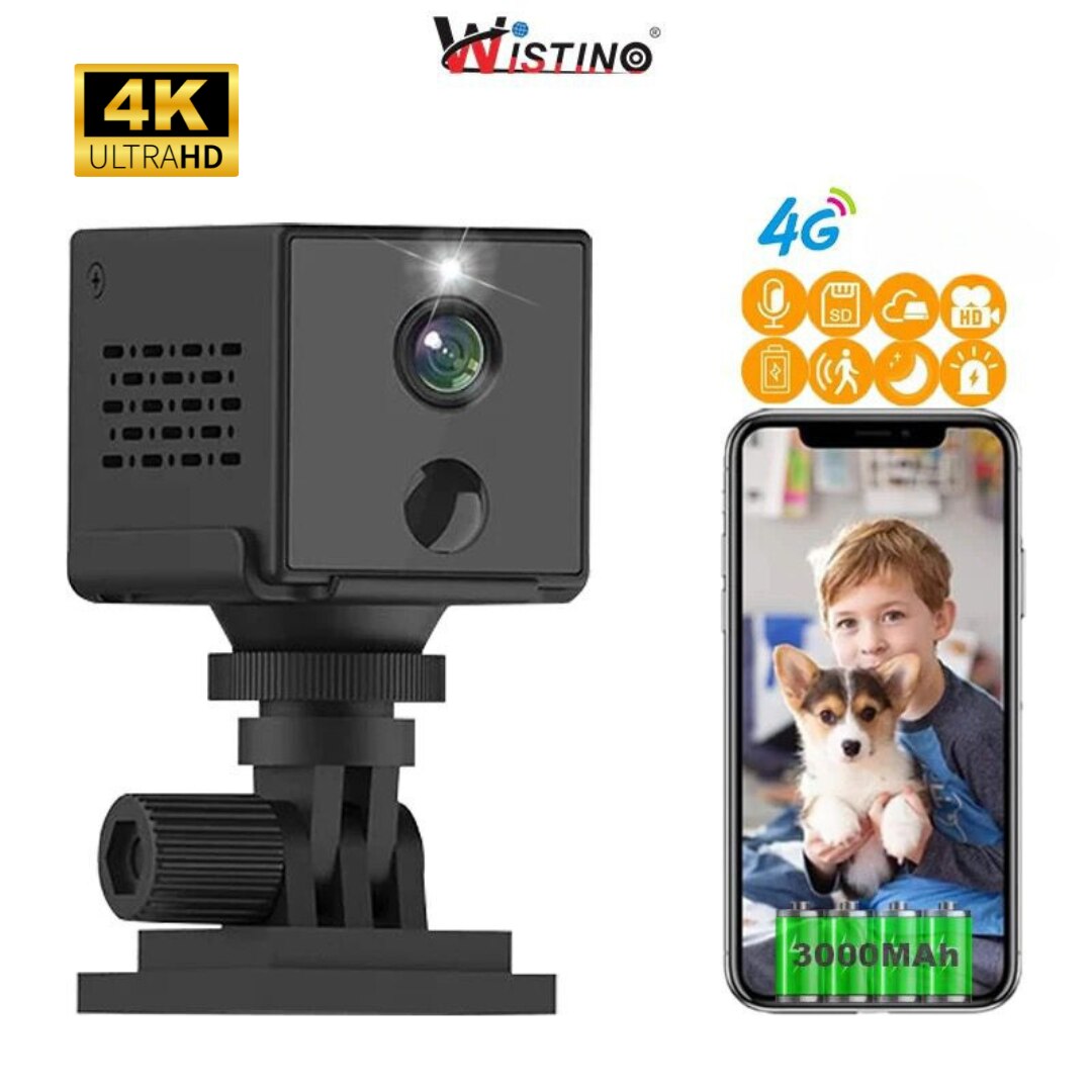 Mini Camera de Supraveghere 4G 4K, Acumulatori inclusi, Detectie forma ...