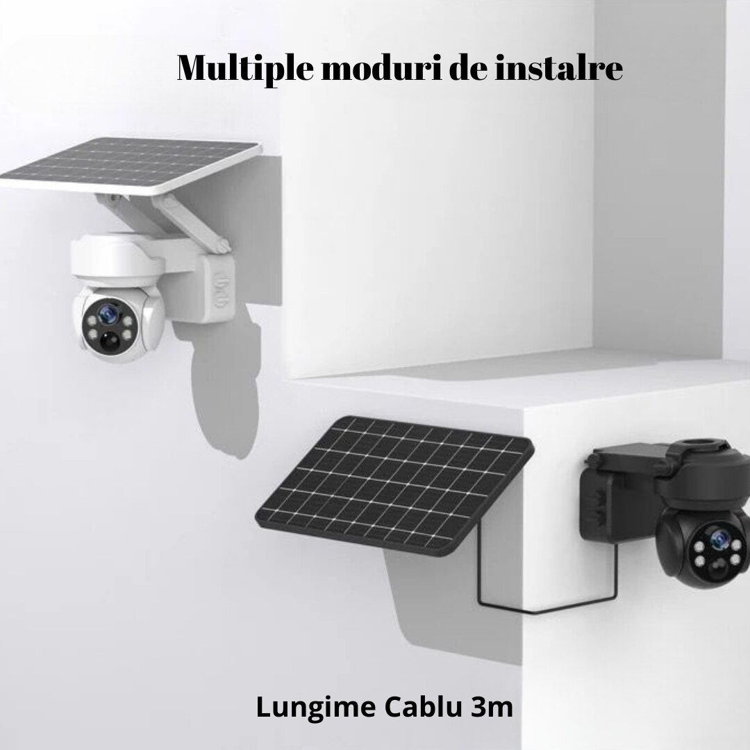 Camera de Supraveghere Solara 4G Cartela SIM, 5MP, Panou Solar, Control ...