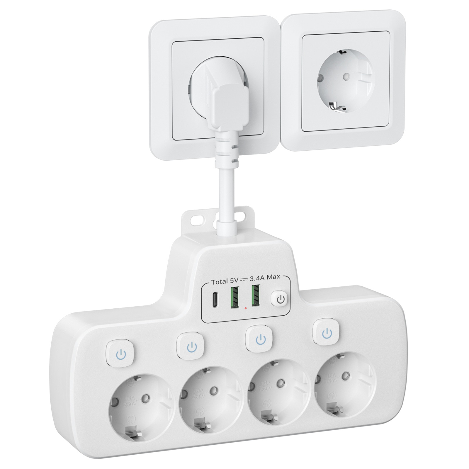 Priza Multifunctionala Miraza, 4 x Prize Putere Maxima 4000w, 3 x USB-A ...