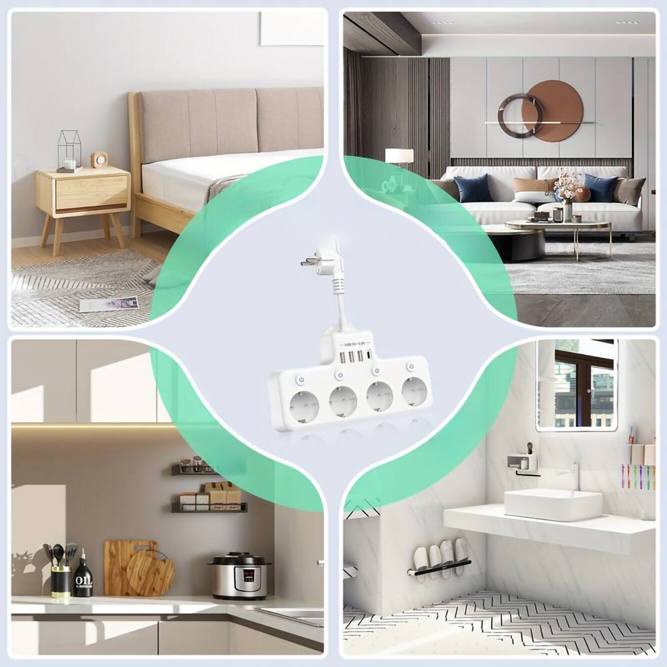 Priza Multifunctionala Miraza, 4 x Prize Putere Maxima 4000w, 3 x USB-A ...