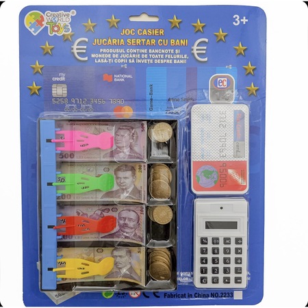 Joc cu bani specimen pentru copii, casier, educatie financiara, card ...