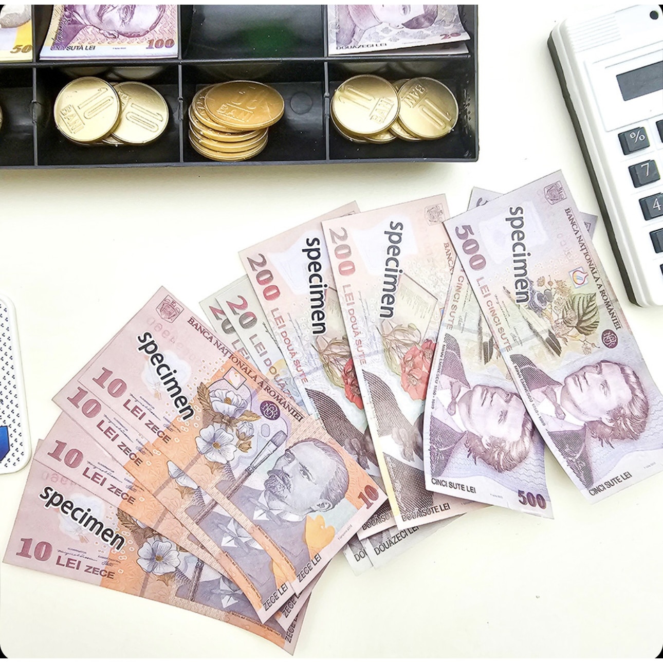 Joc cu bani specimen pentru copii, casier, educatie financiara, card ...